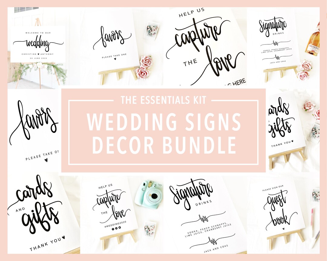 Wedding Signs Bundle Printable Template, Wedding Decor Signs Bundle ...