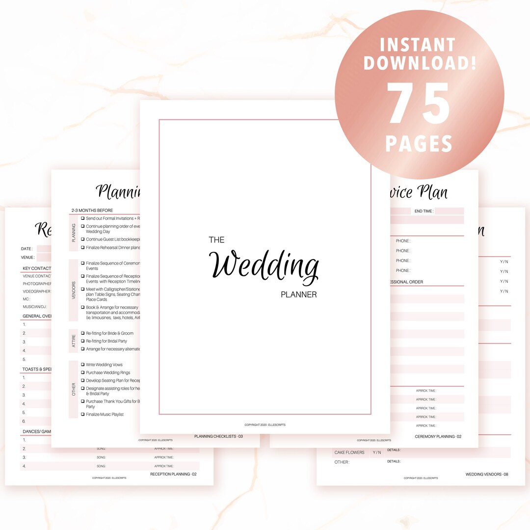 Wedding Planner Printable | PDF Instant Download | Wedding Planning ...