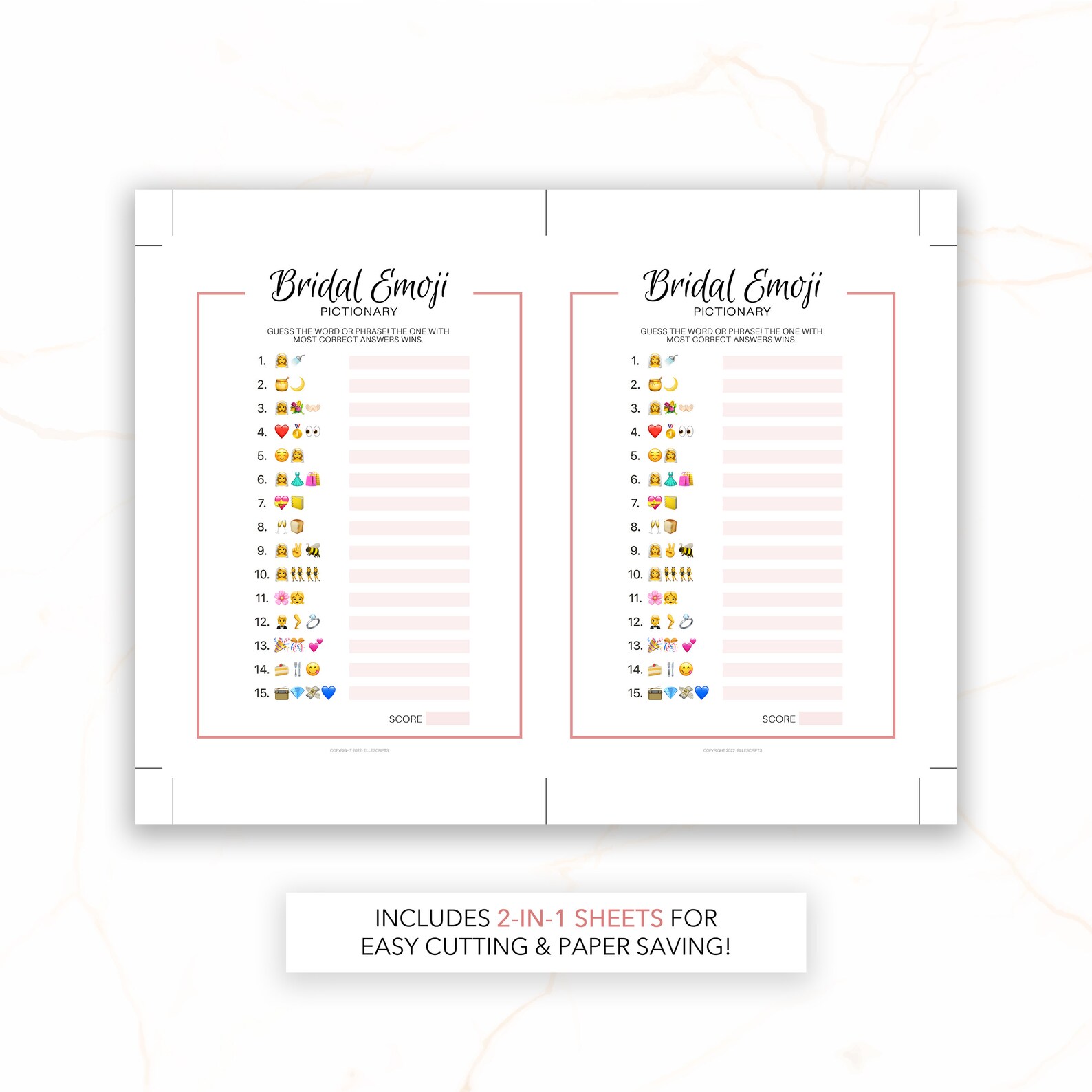 Bridal Emoji Pictionary Wedding Party Game Printable, Bridal Shower ...