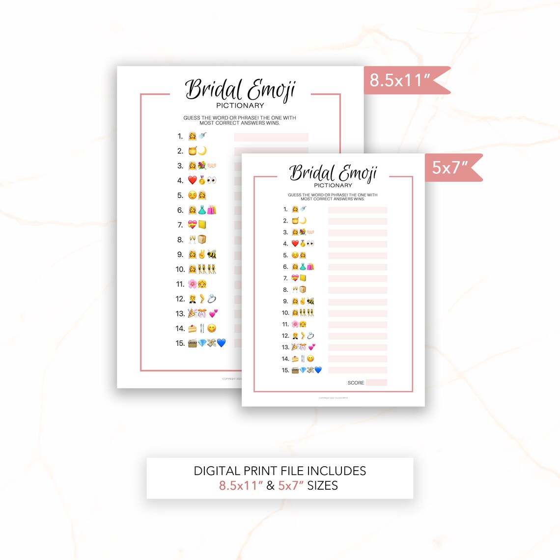 Bridal Emoji Pictionary Wedding Party Game Printable, Bridal Shower ...