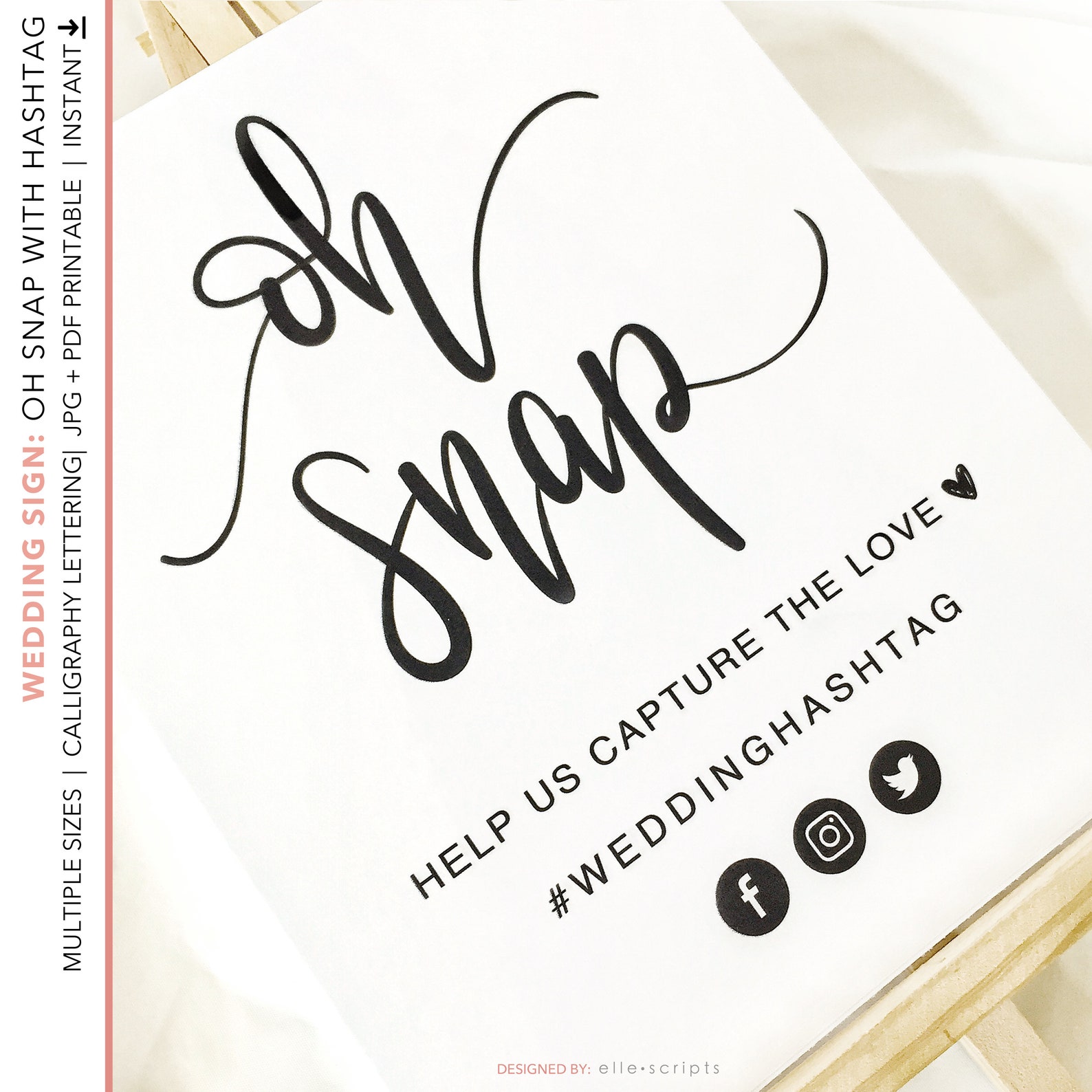 Oh Snap Wedding Printable Sign | Wedding Décor | Oh Snap Sign | Hashtag ...