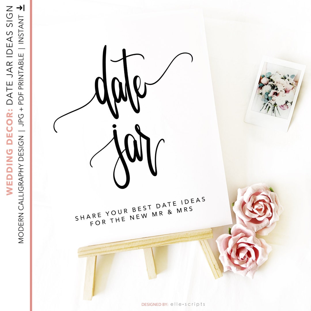 Date Jar Wedding Sign Printable Template, Date Ideas Wedding Decal ...