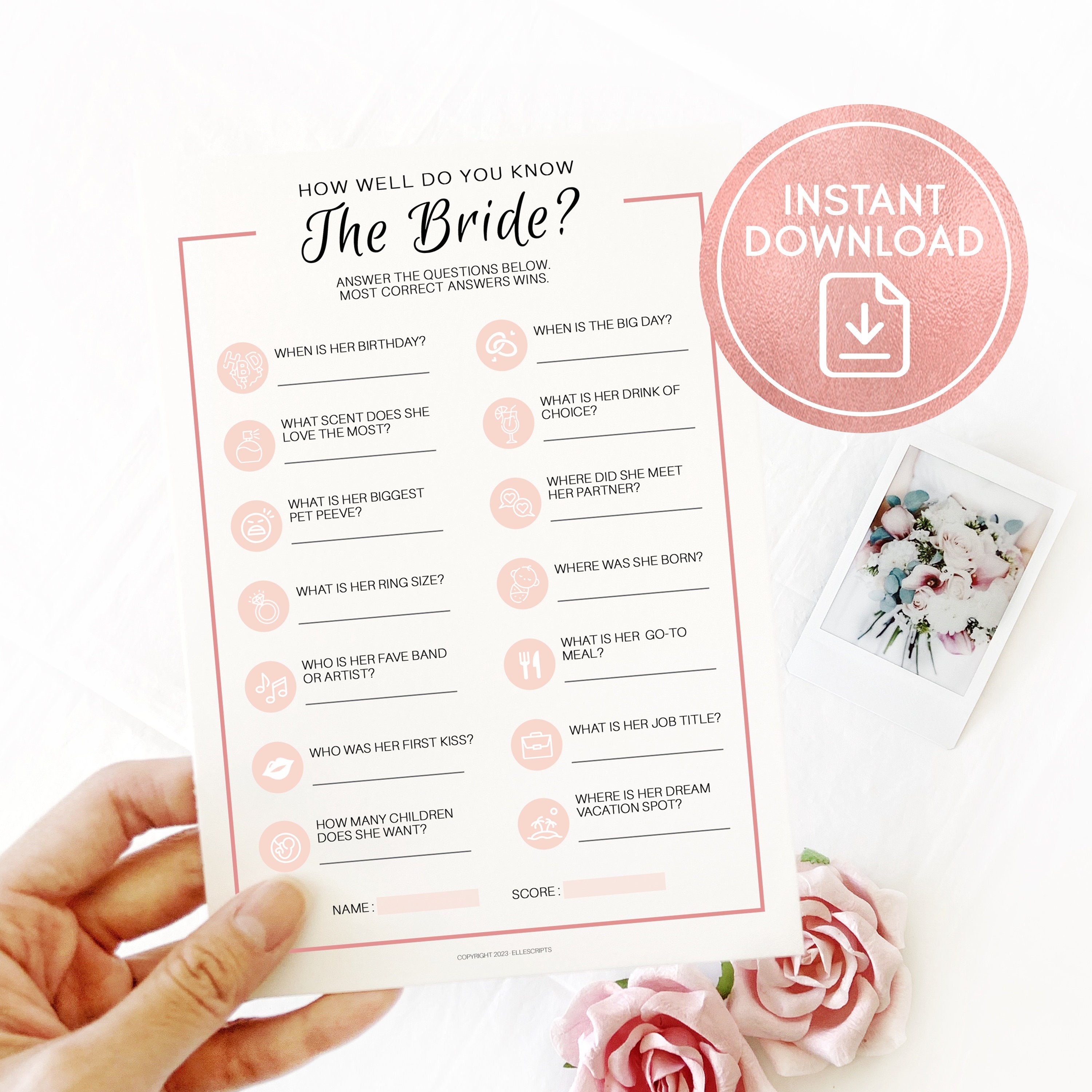 How Well Do You Know the Bride Bridal Shower Party Game, Fun Hens and ...