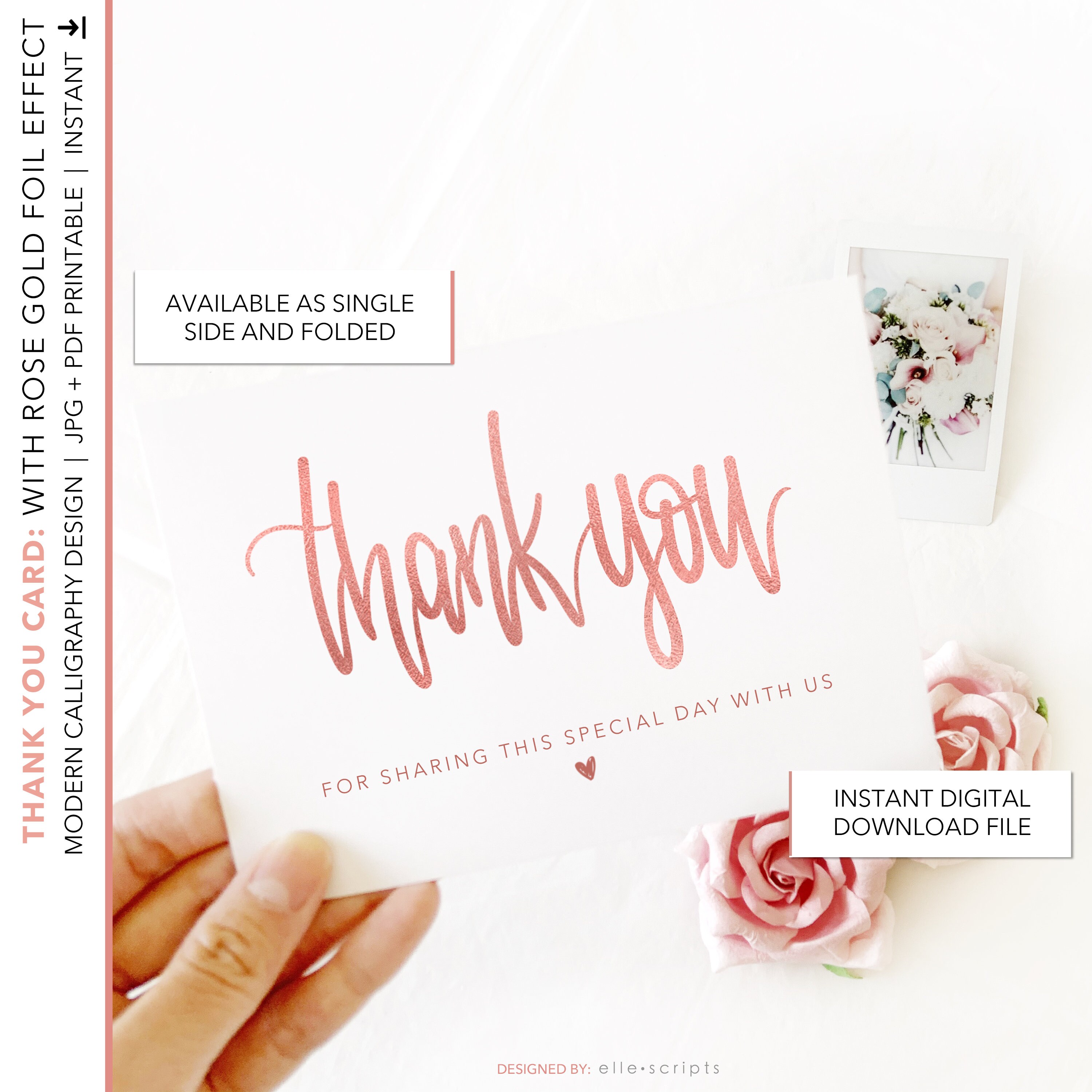 Thank You Card Printable Template PDF Digital Download - Etsy