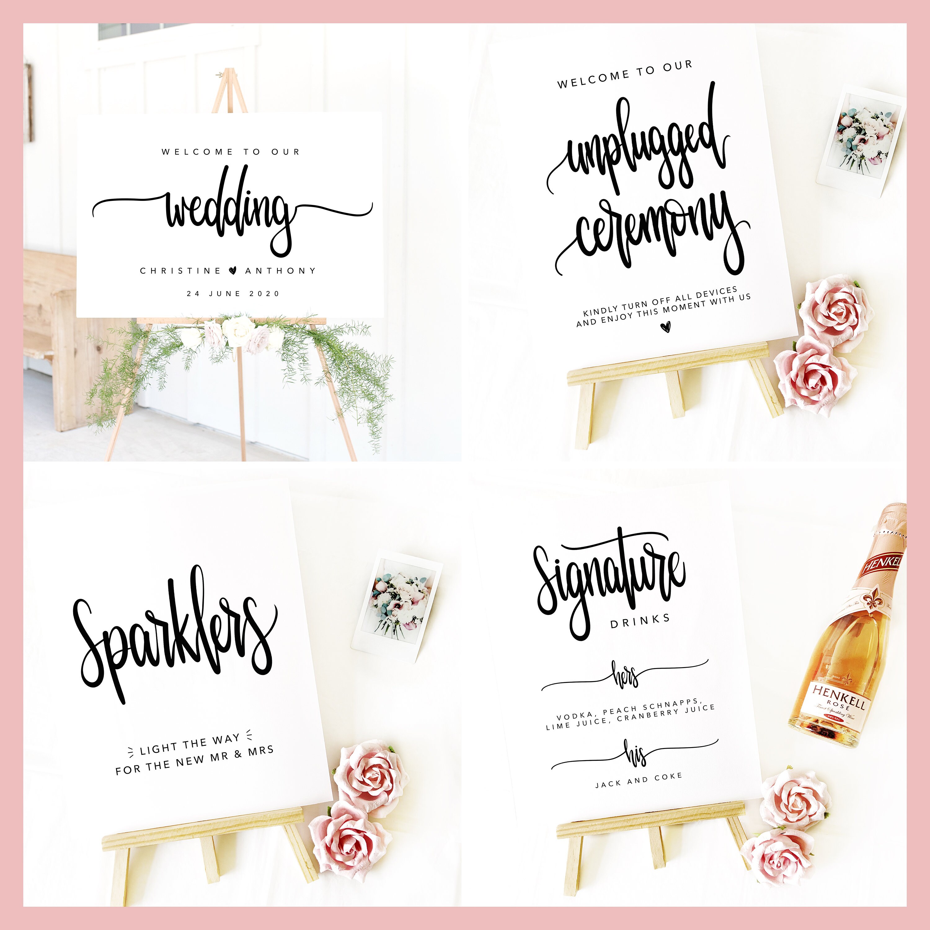 Wedding Signs Bundle Printable Template Wedding Decor Signs - Etsy