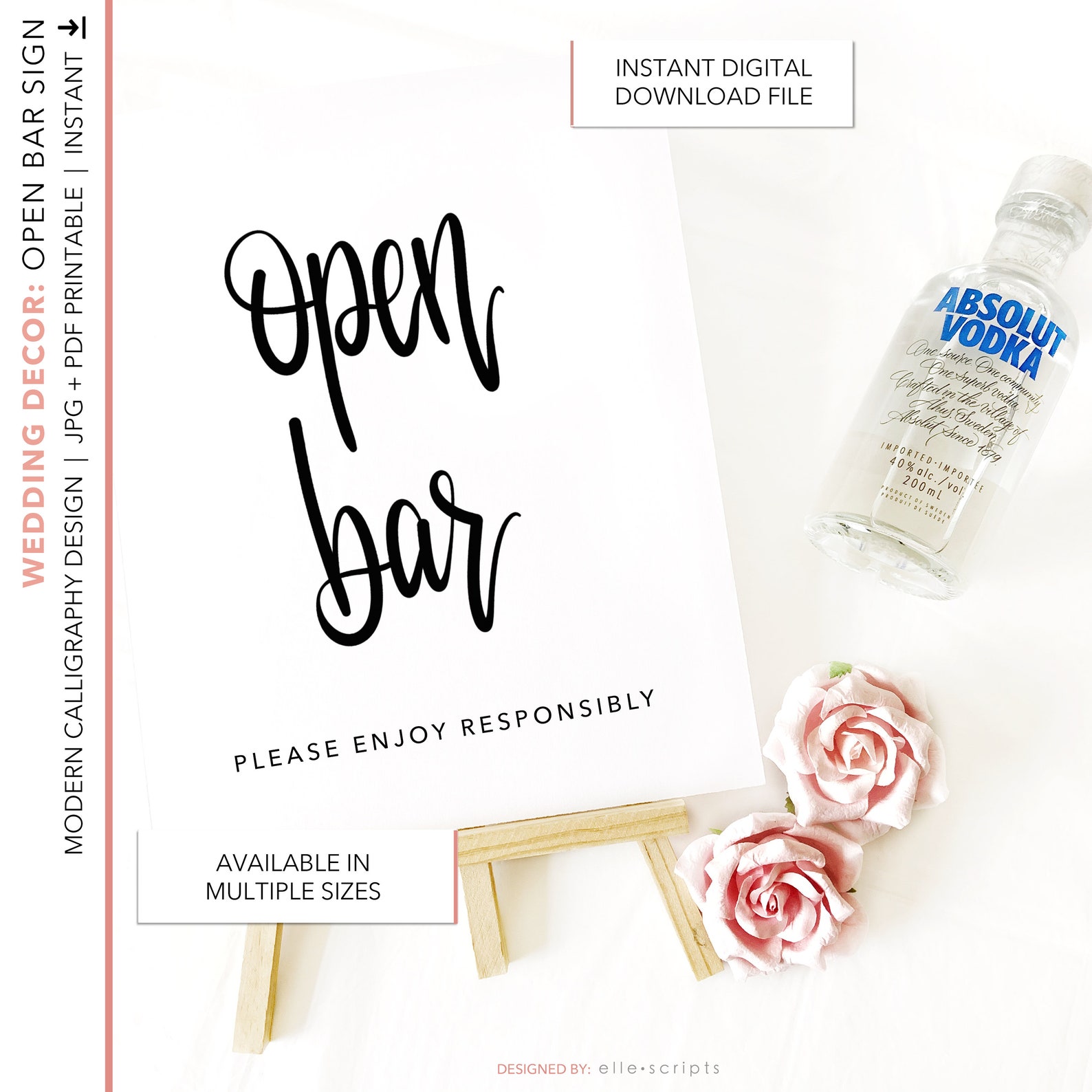 Open Bar Wedding Sign Printable Template Open Bar Party Sign | Etsy