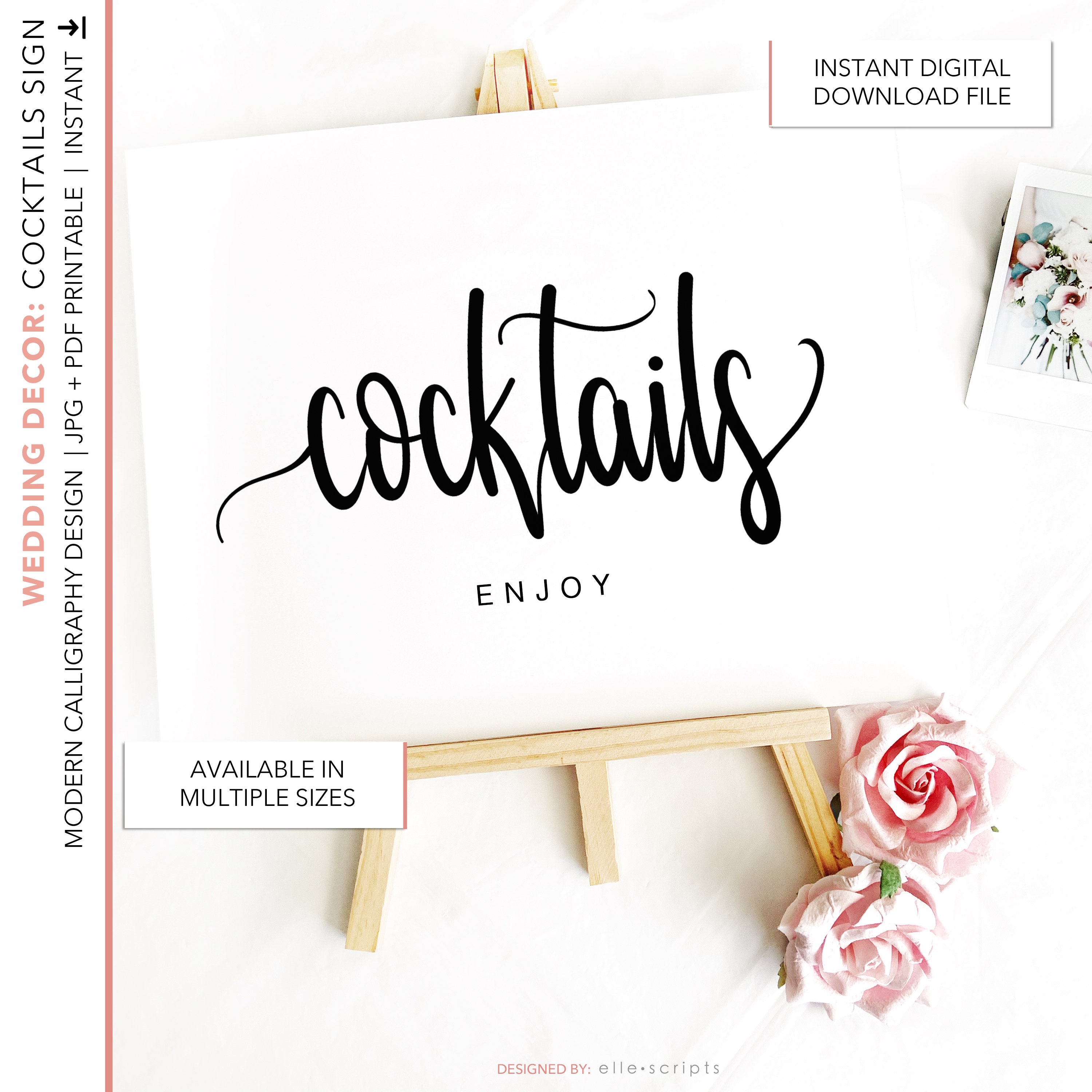 Cocktails Bar Drinks Wedding Sign PDF Digital Print, Wedding Sign ...