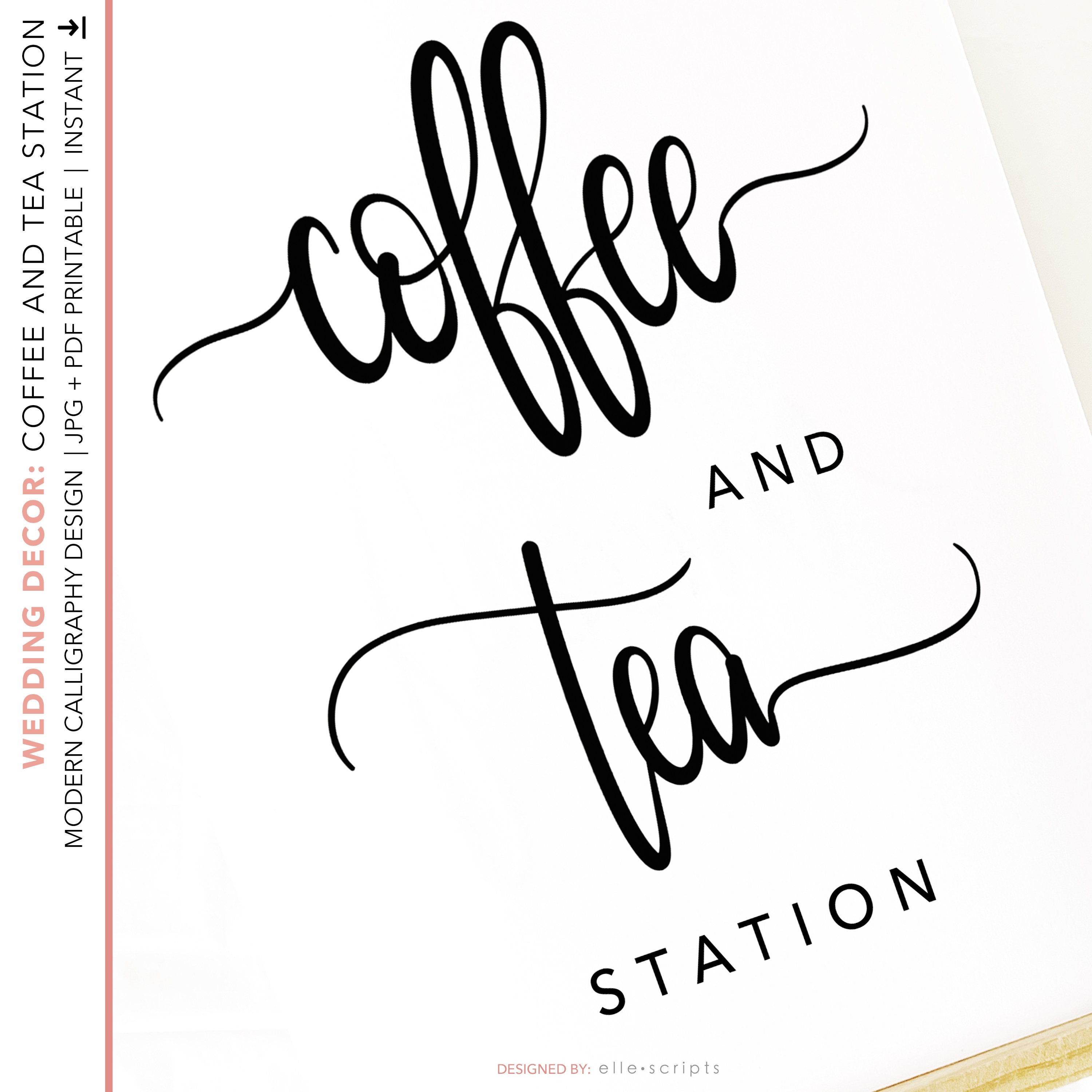 Coffee and Tea Station Wedding Sign Printable Template, Wedding Décor ...