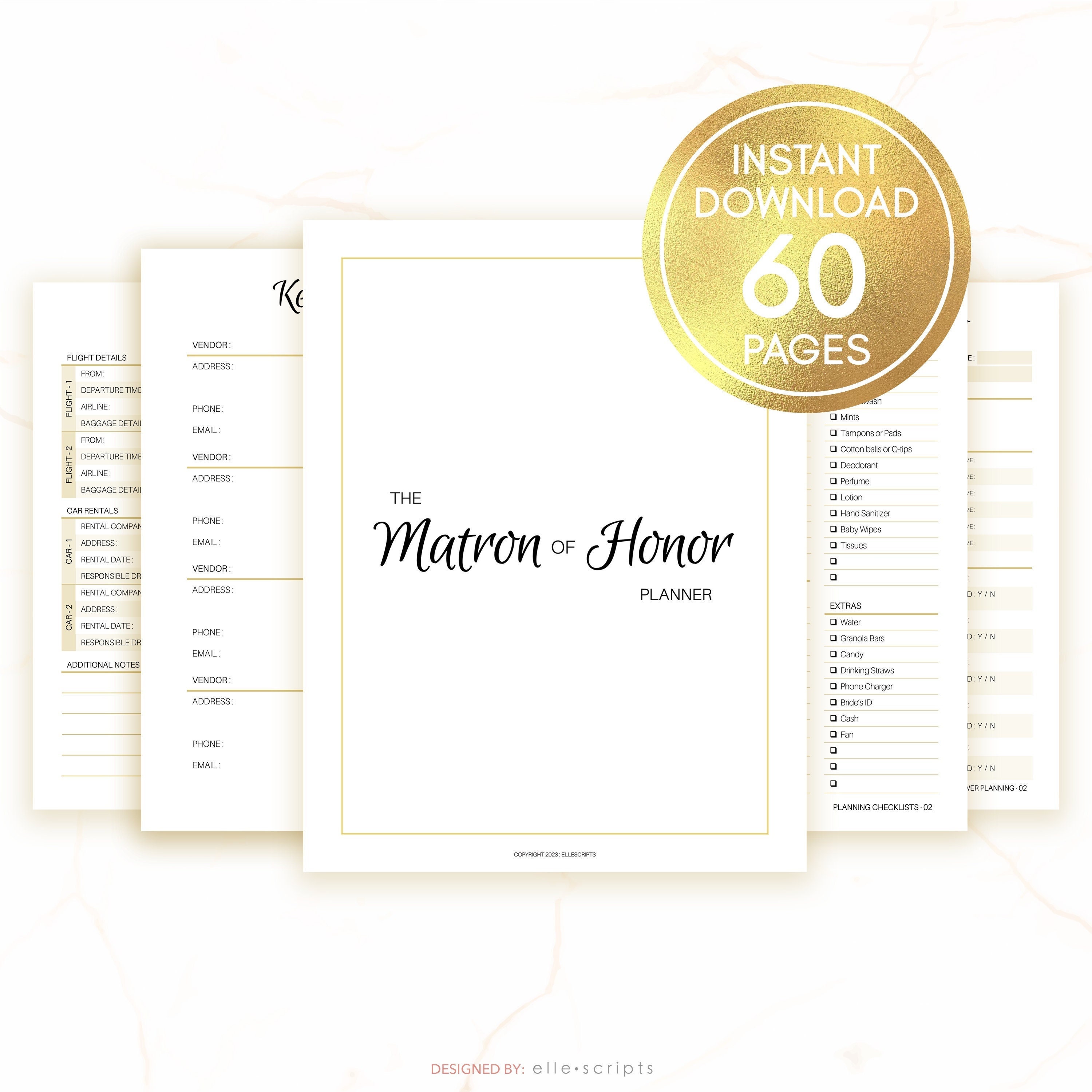 Matron of Honor Planner, Matron of Honour Wedding Printable, Matron of ...