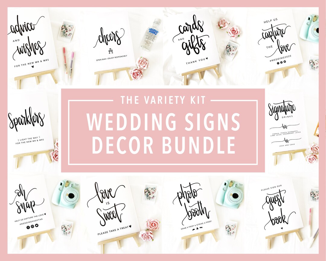 Wedding Signs Bundle Printable Template, Wedding Decor Signs Bundle ...