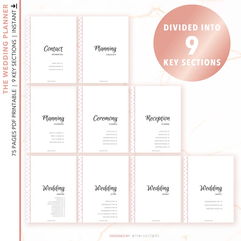 Wedding Planner Printable Template PDF. Wedding Book. Wedding | Etsy