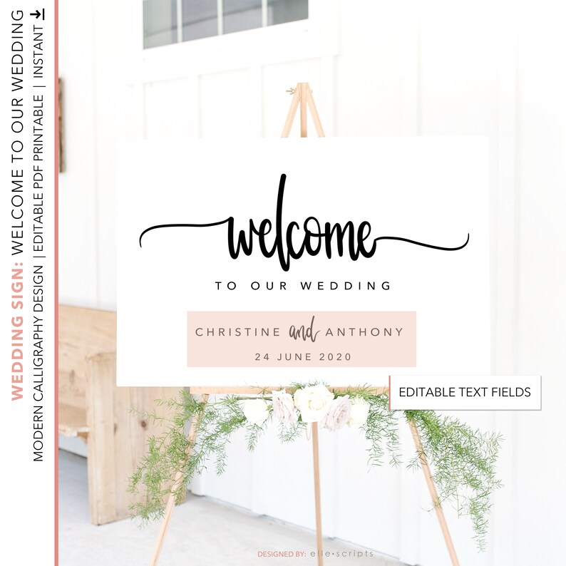 Wedding Welcome Sign Printable Template, Editable PDF Digital Download ...