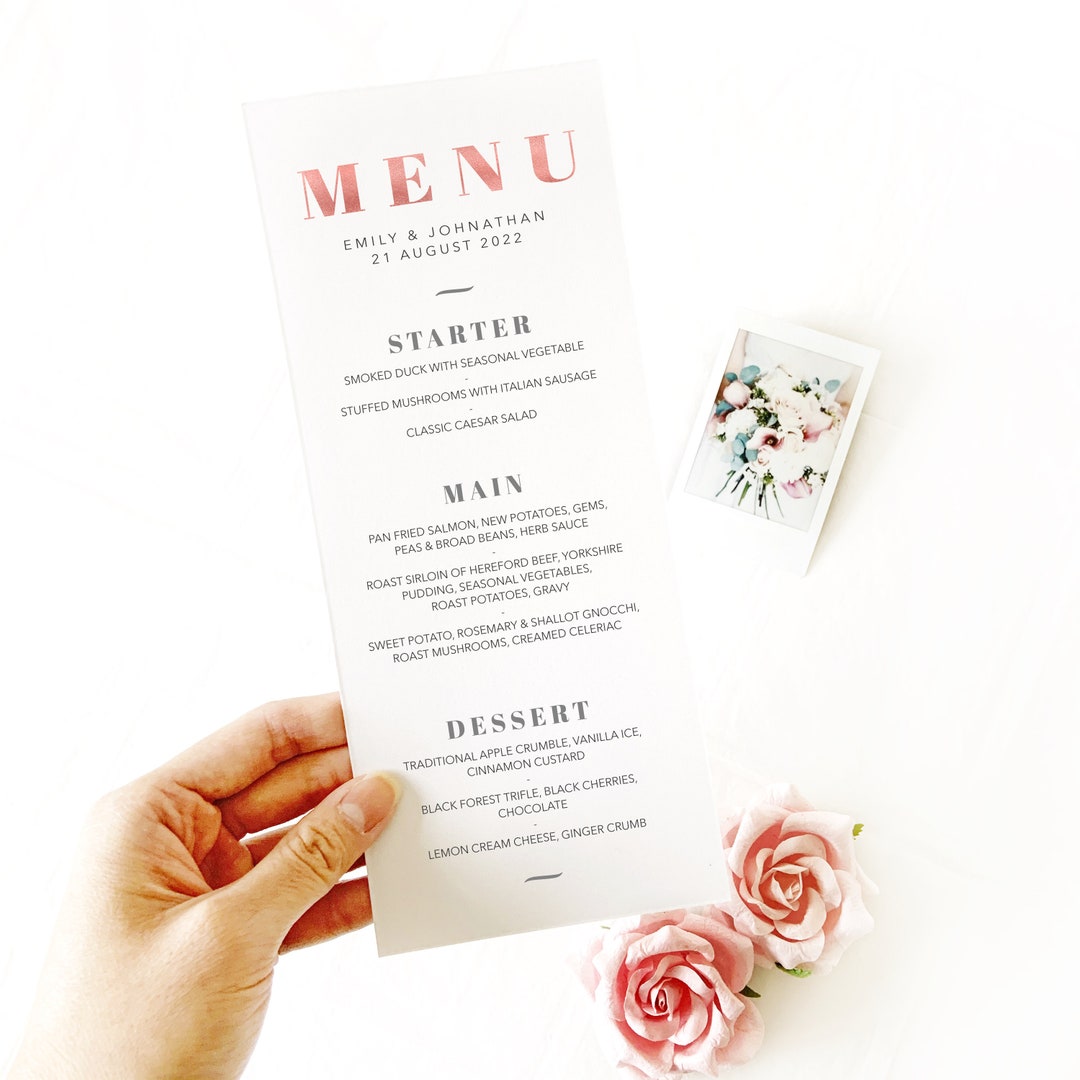 Wedding Menu Card Printable Template, Editable PDF Digital Download ...
