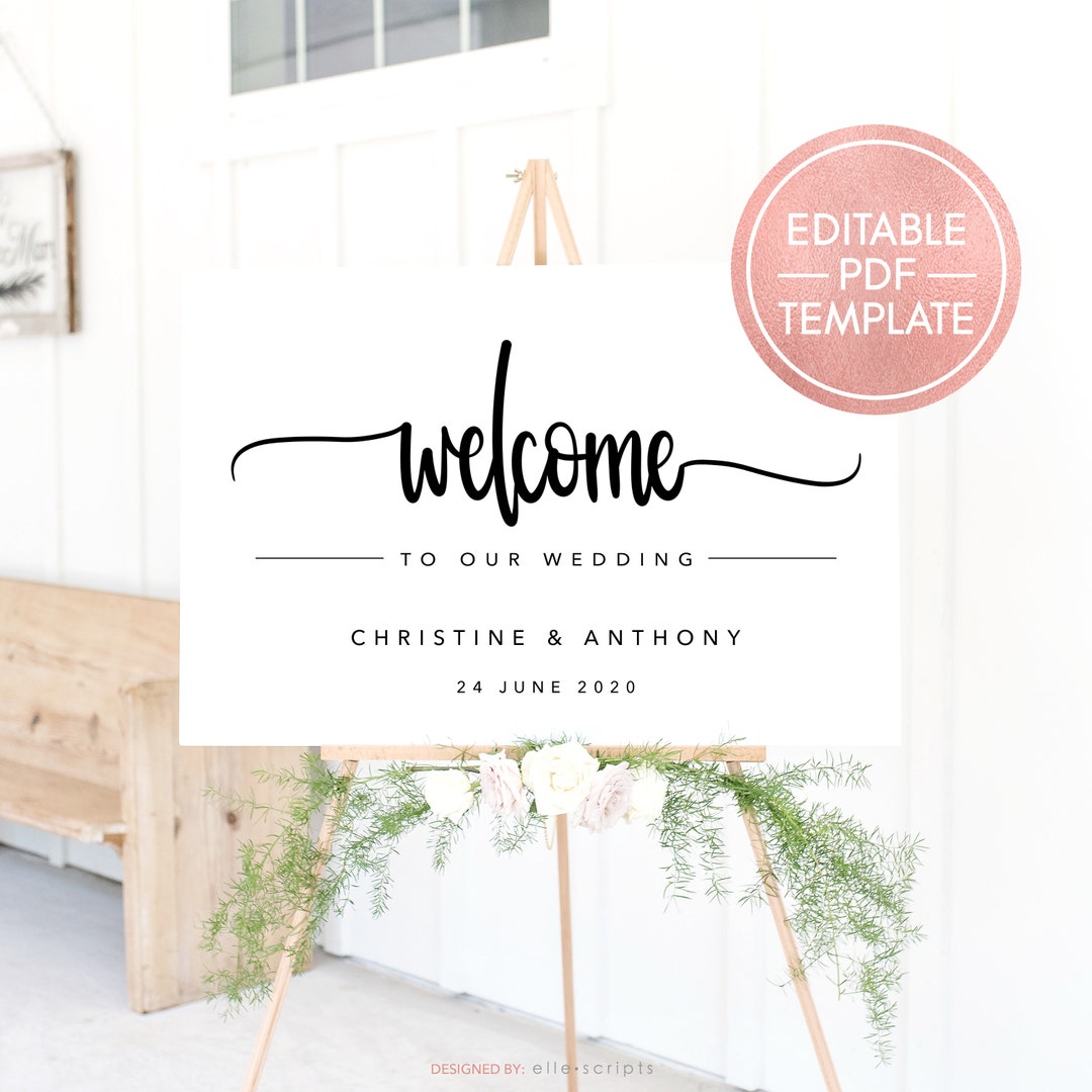 Wedding Welcome Sign Printable Template, Editable PDF Digital Download ...