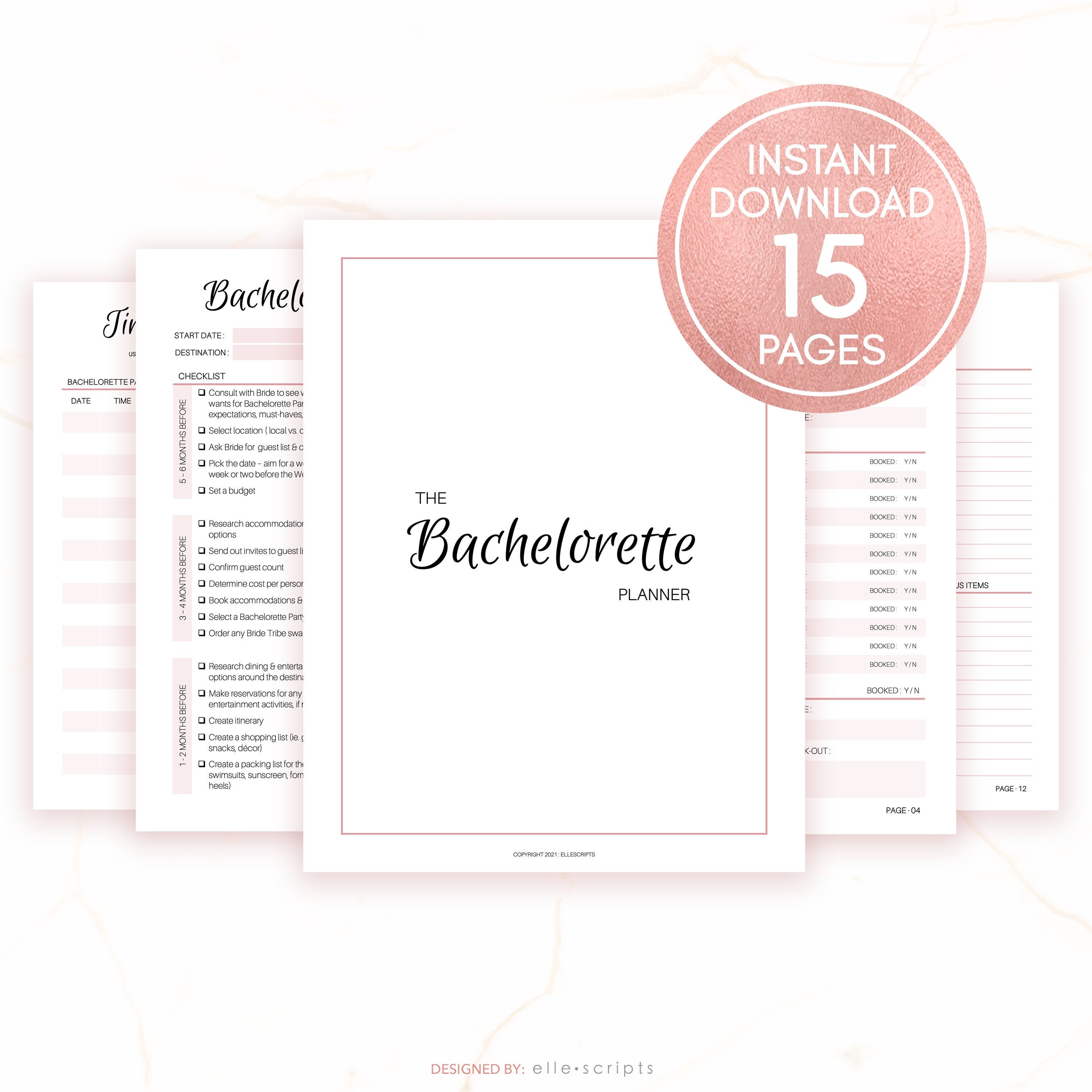  Bachelorette Party Planning Template Hen Party Planner Etsy UK