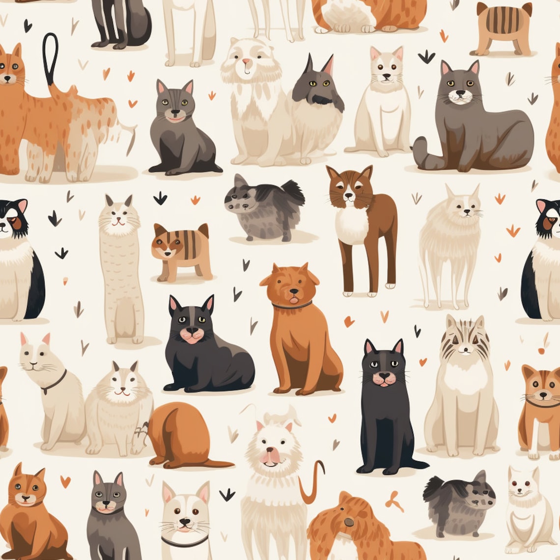 Cats and Dogs Cartoon Wallpaper AI Cartoon Illustration for Web and ...