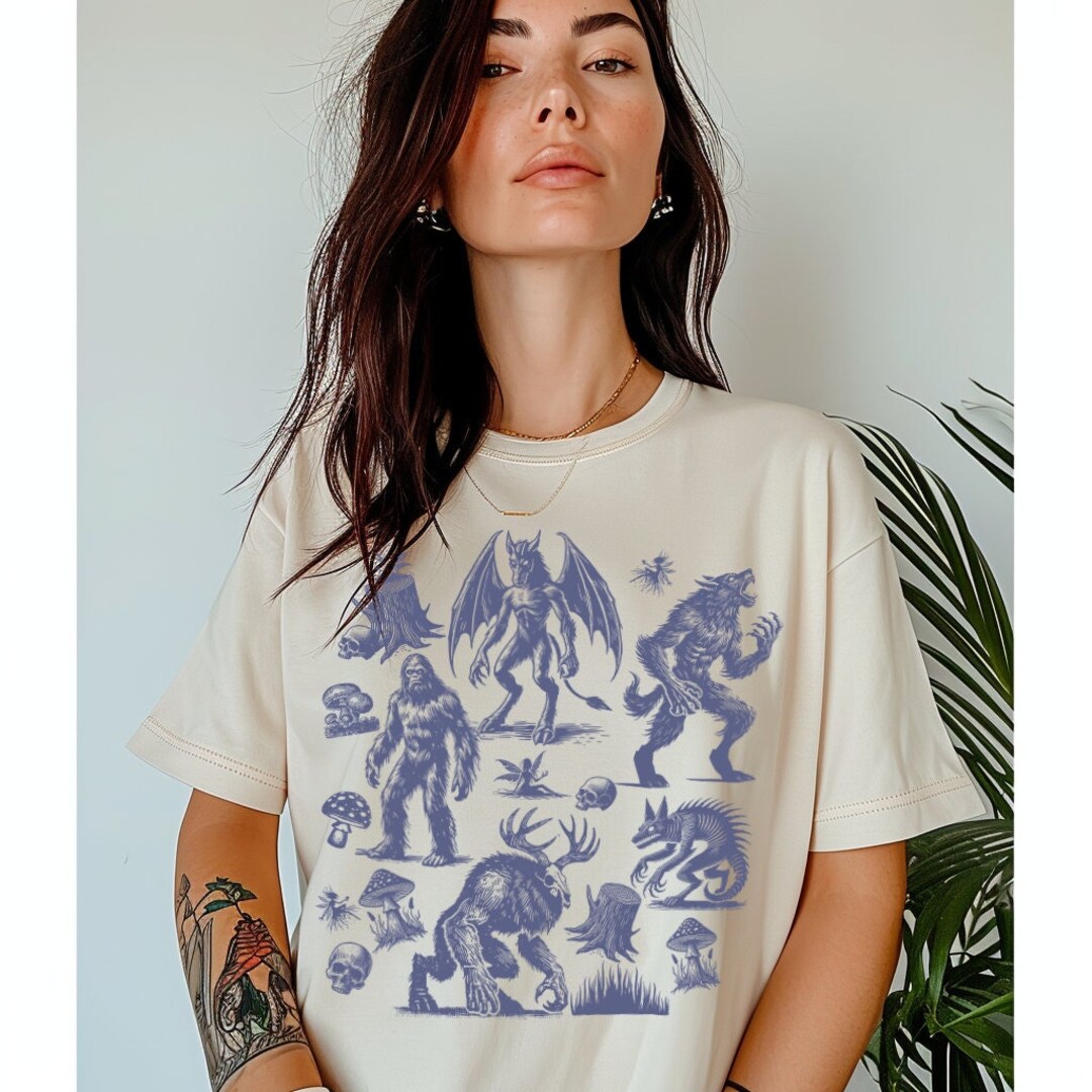 Cryptozoology Shirt Werewolf Wendigo Cryptid Jersey Devil Weirdcore ...
