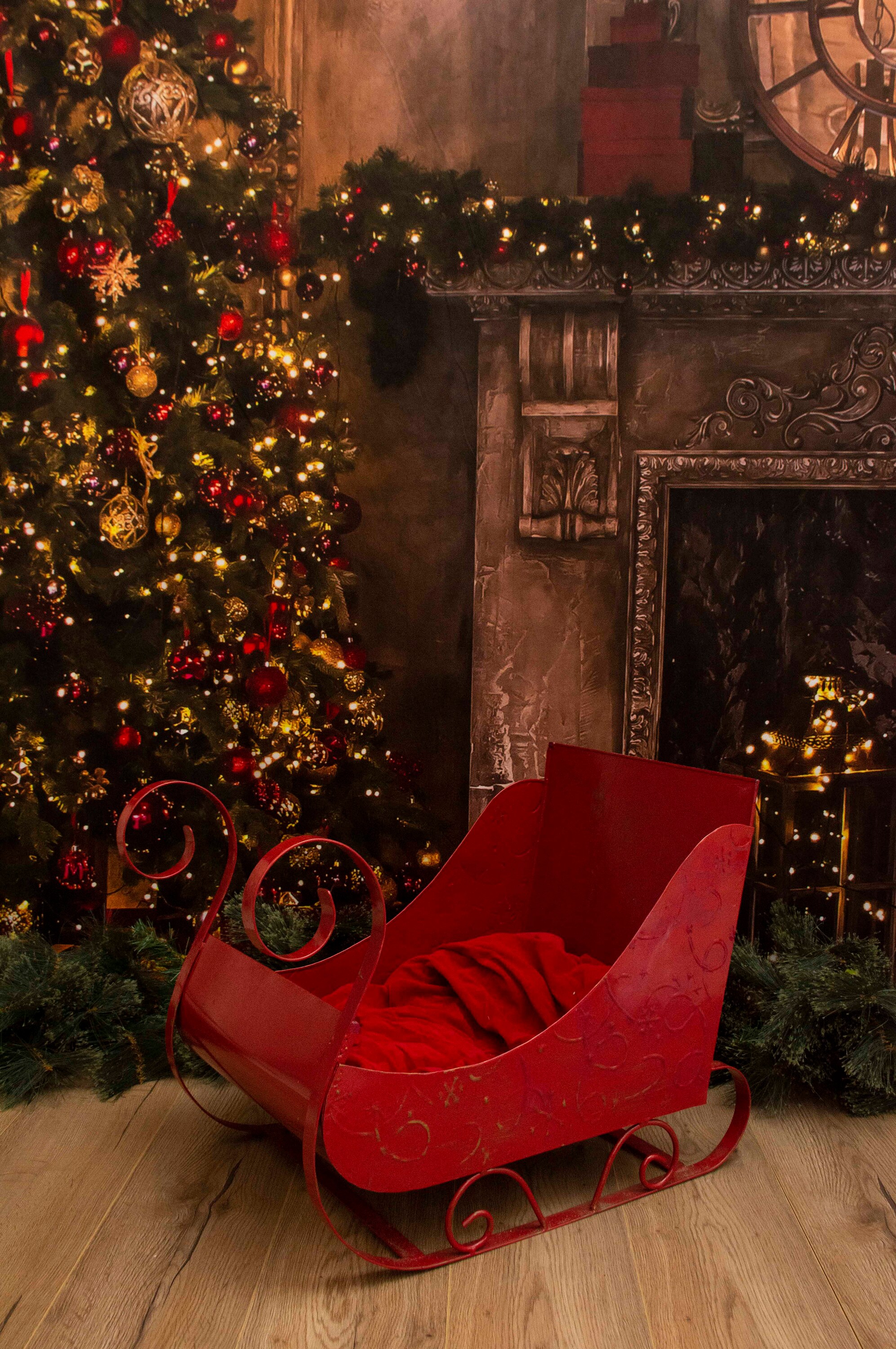 1 CHRISTMAS Sleigh Digital Background Photoshop, Digital Backdrop ...