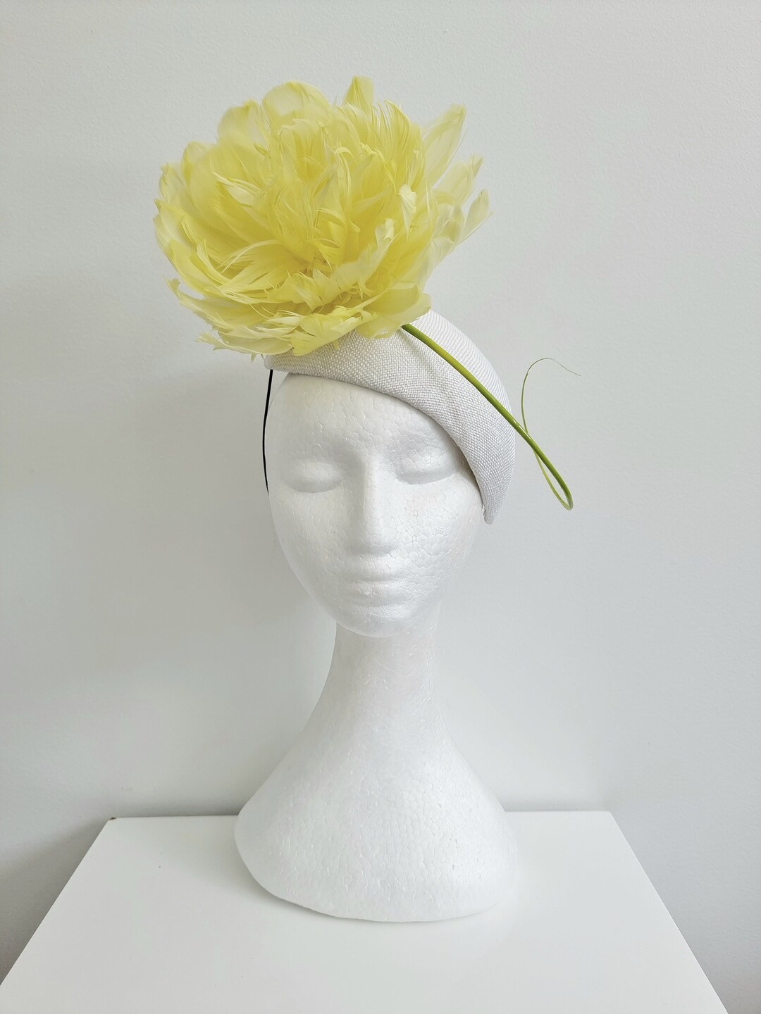 Miss Lallie. Womens White Straw Face Hugger Fascinator With Lemon ...