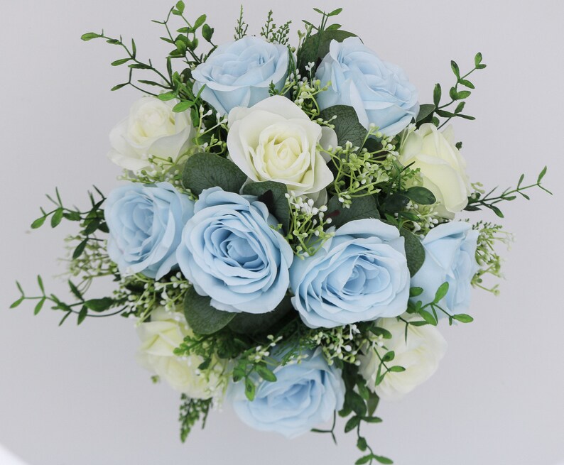 Light Blue & Ivory Wedding Bouquet Blue Bridal Bouquet - Etsy