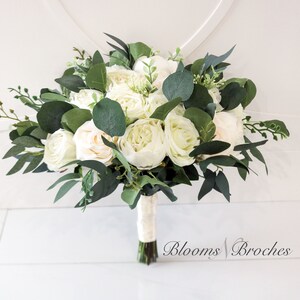 Wedding Bouquet White Ivory Greenery, Bridal Bouquet Bridesmaids ...