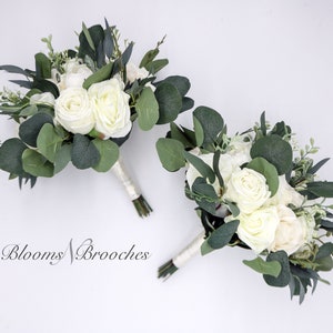 Wedding Bouquet White Ivory Greenery, Bridal Bouquet Bridesmaids ...