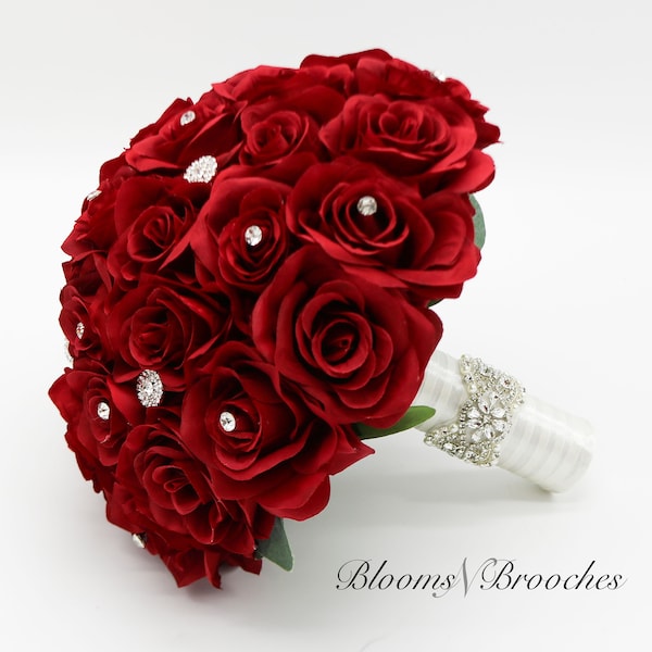 Red Rose Wedding Bouquet - Etsy
