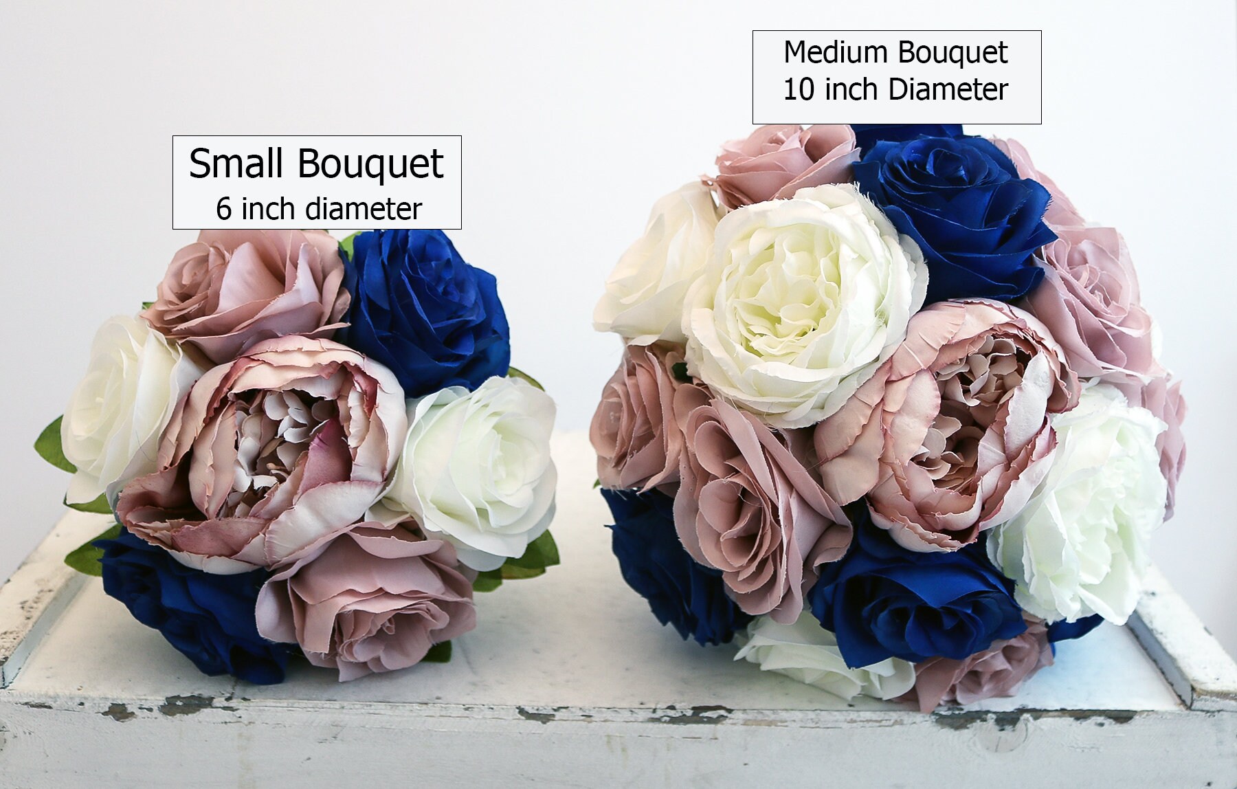 Wedding Bouquets Navy Dusty Rose and Ivory Wedding Bouquet | Etsy