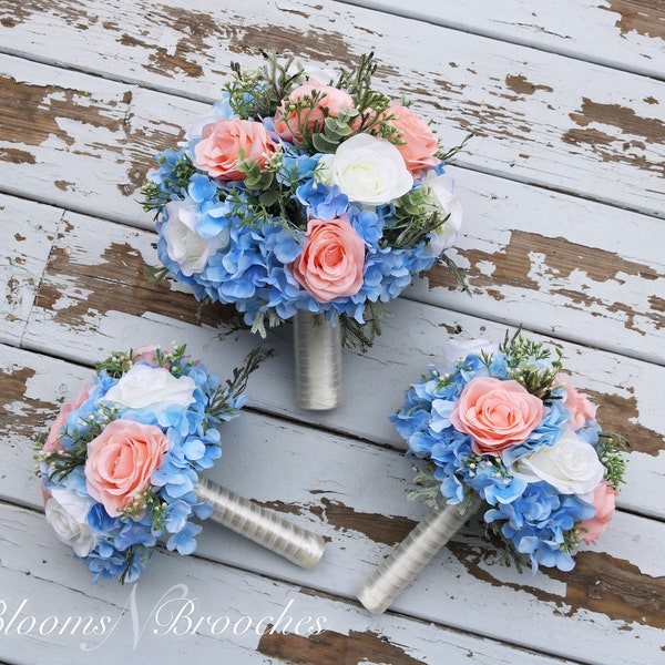 Blue Hydrangea Wedding Bouquet - Etsy