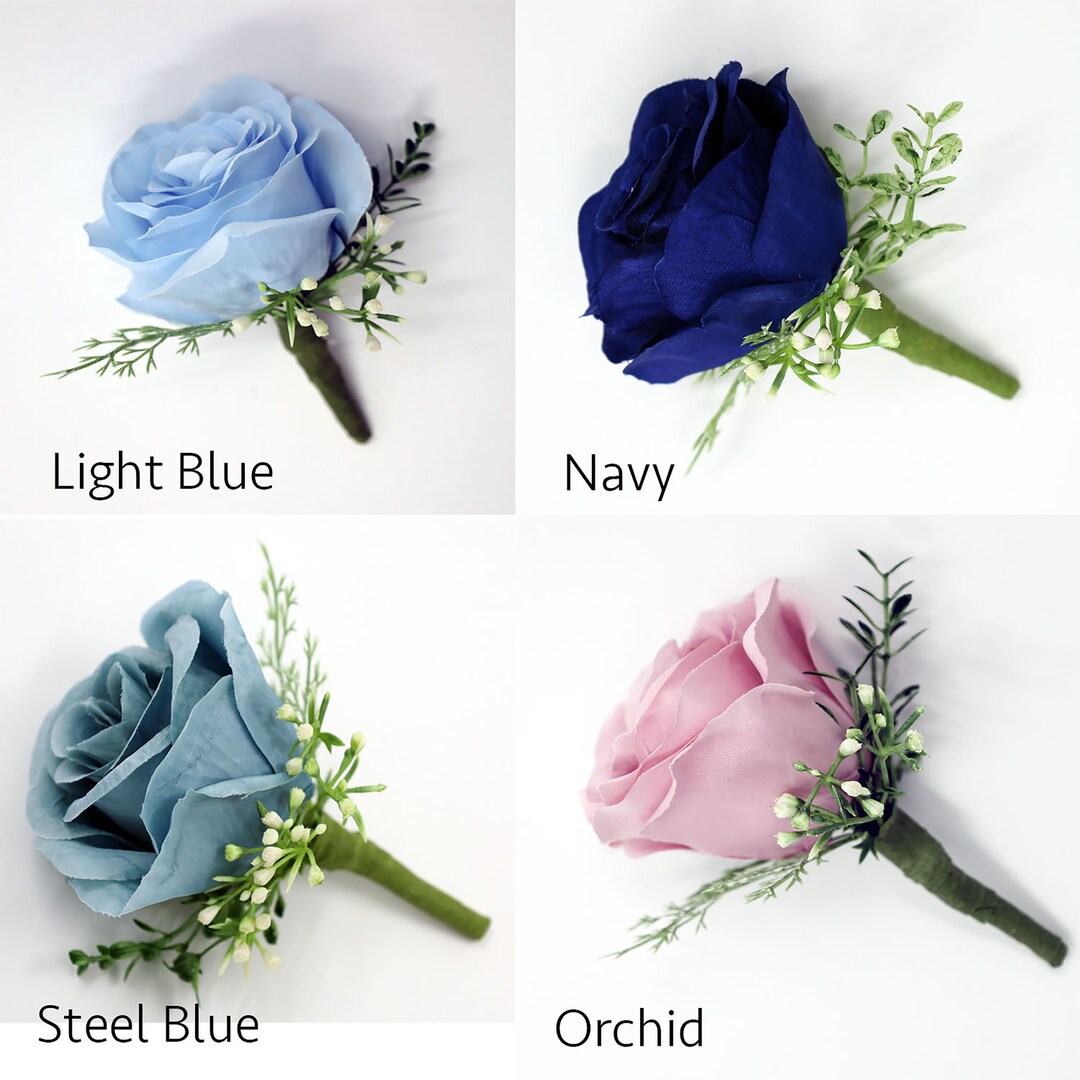 Blue Boutonniere, Steel Blue, Light Blue, Navy Boutonniere for Wedding ...