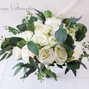 Wedding Bouquet White Ivory Greenery, Bridal Bouquet Bridesmaids ...