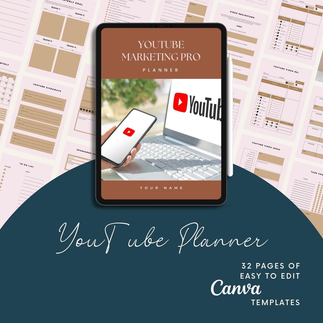 Youtube Marketing Pro Planner, Social Media Planner, Editable Canva ...