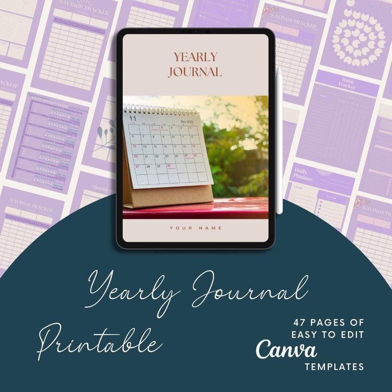 Editable Yearly Journal Printable, Canva Template (digital Download) - Etsy