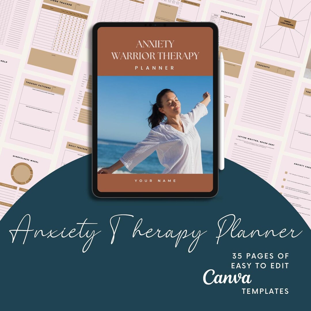 Anxiety Therapy Planner, Editable Canva Template (digital Download ...
