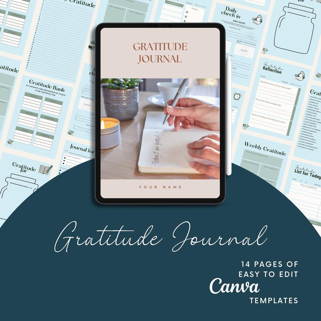 Gratitude Journal Canva Template, Printable Online Journal (digital ...
