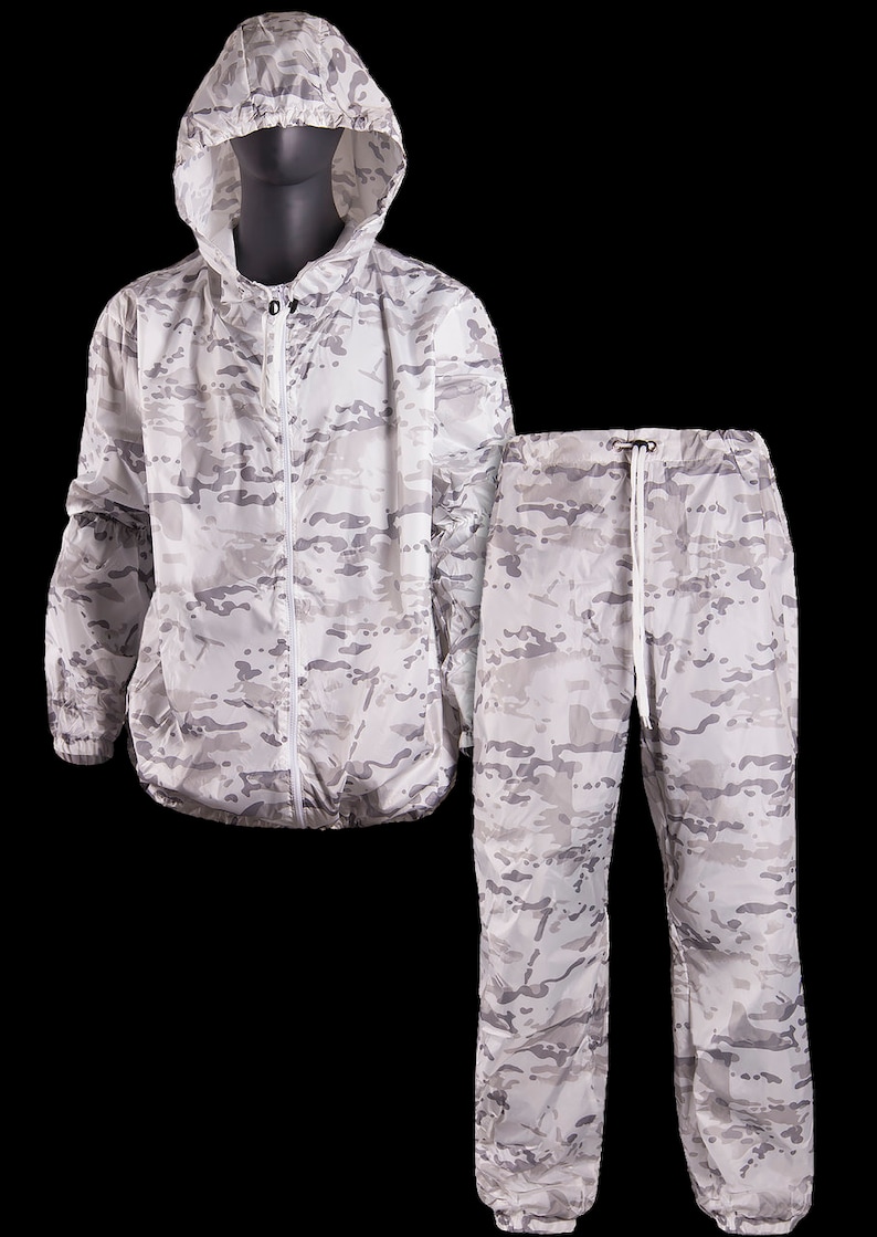 White Multicam Snow Winter Camo Suit + Balaclava and Backpack Cover ...