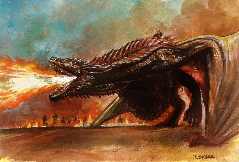 Drogon Game Of Thrones Fan Art Print Etsy