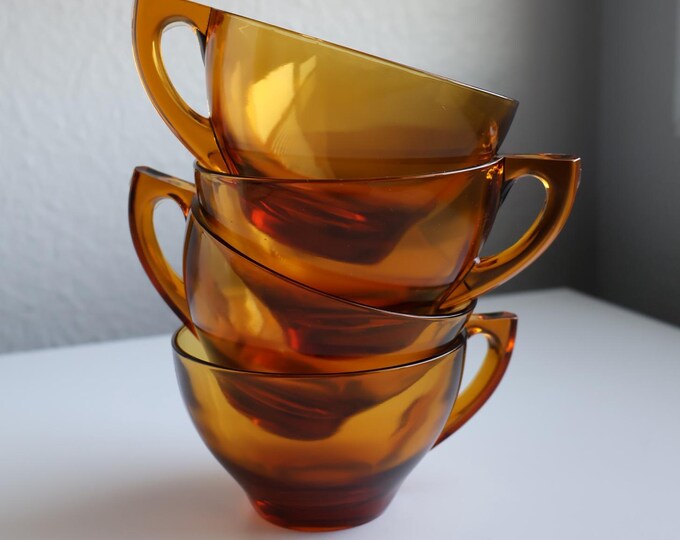 40s Vintage Eclectic Amber Stained Glass Cup Coffee Cup Tea Cup Colored ...