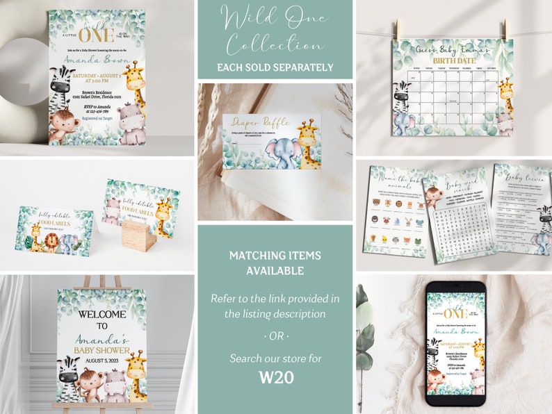 Safari Baby Shower Seating Chart Template Jungle Animals - Etsy