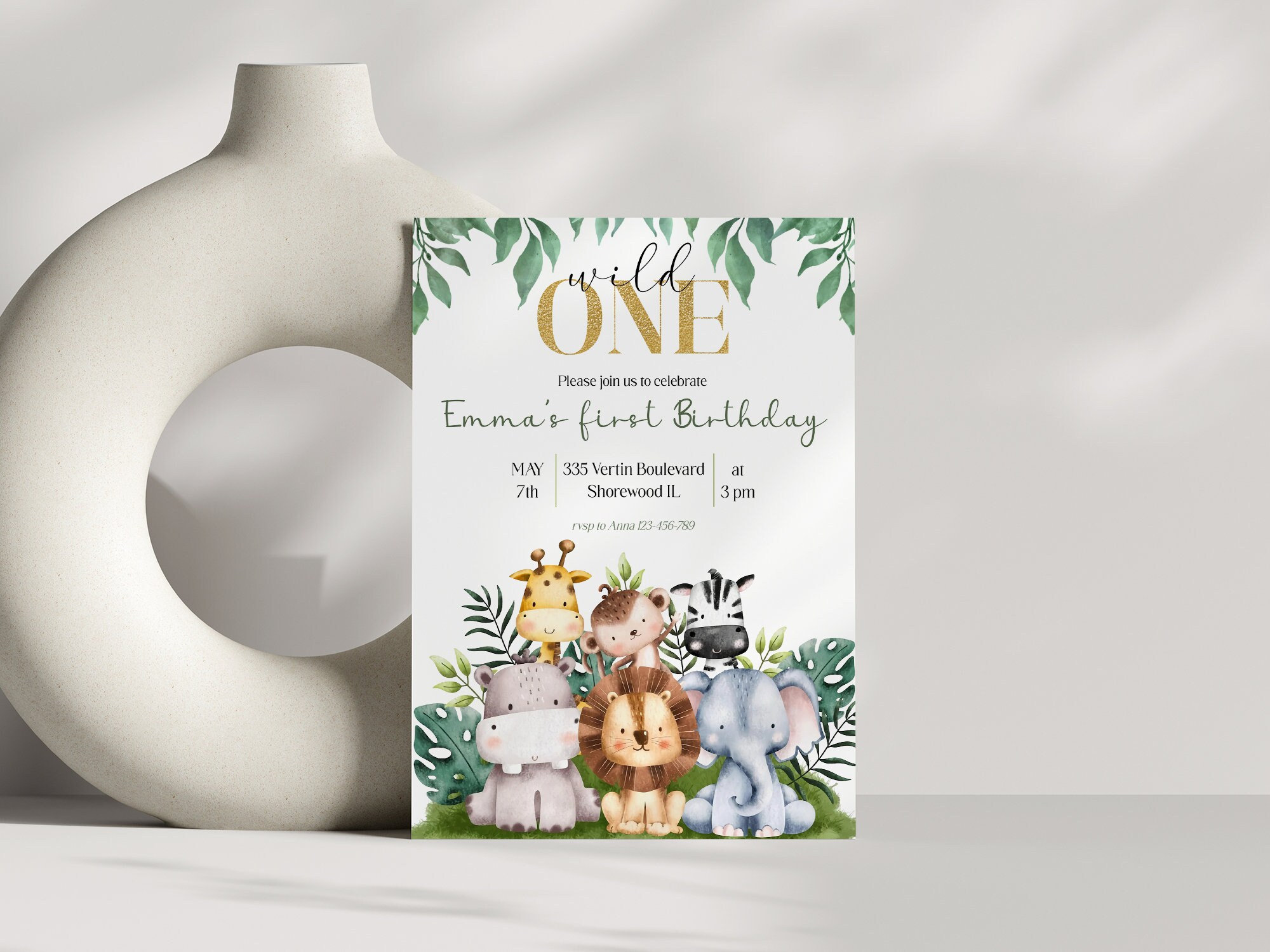 safari-wild-one-party-invitation-wild-one-1st-birthday-invite-gold