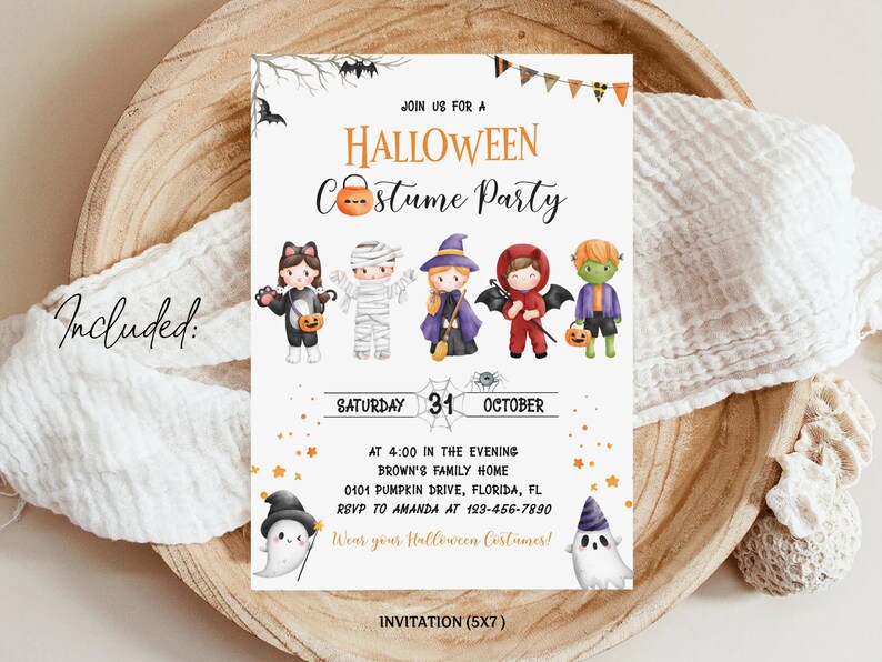 Kids Halloween Party Invitation Digital Kids Costume Party Invite ...