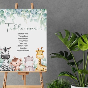 Safari Baby Shower Seating Chart Template Jungle Animals - Etsy