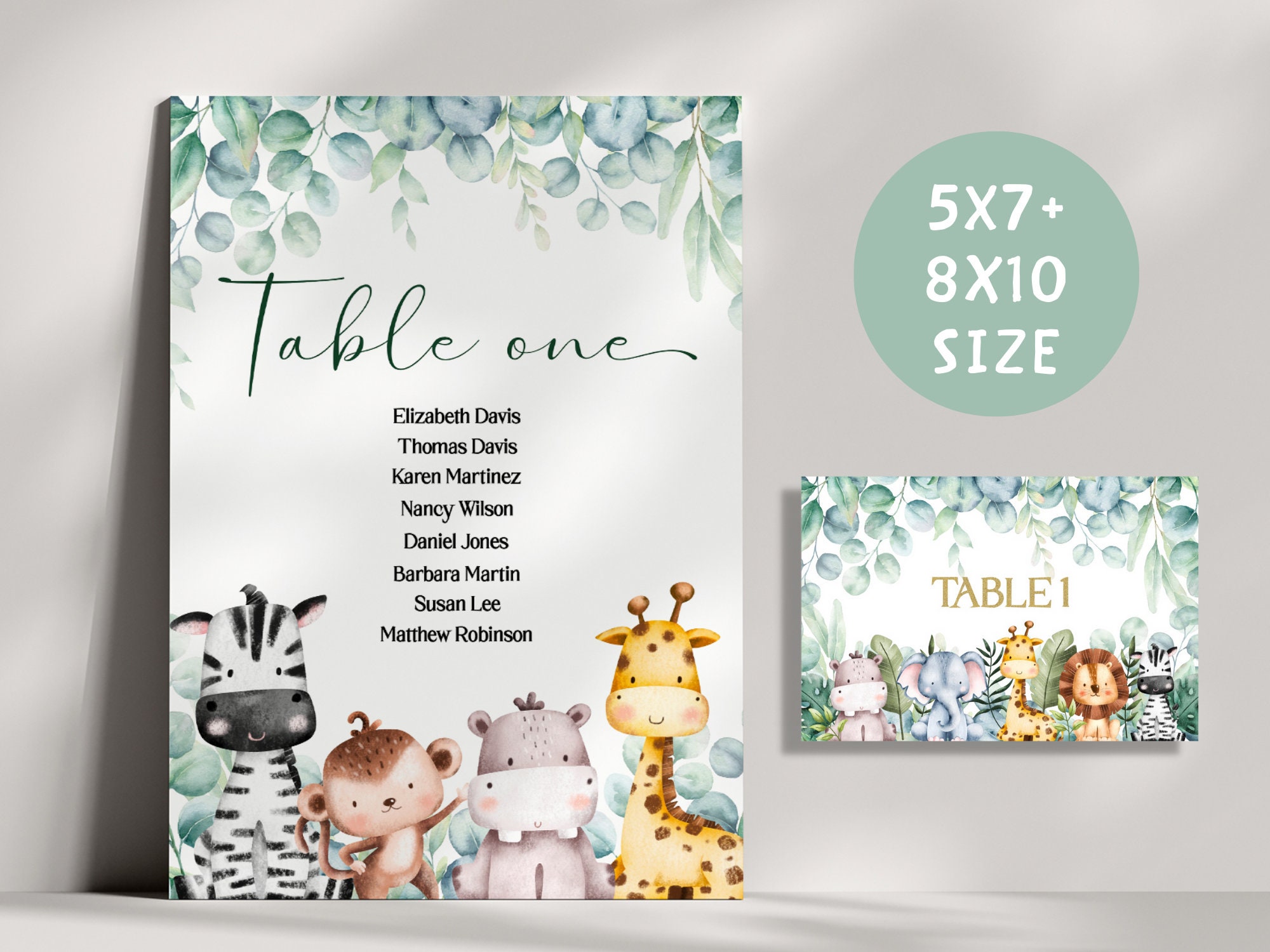 Safari Baby Shower Seating Chart Template Jungle Animals - Etsy