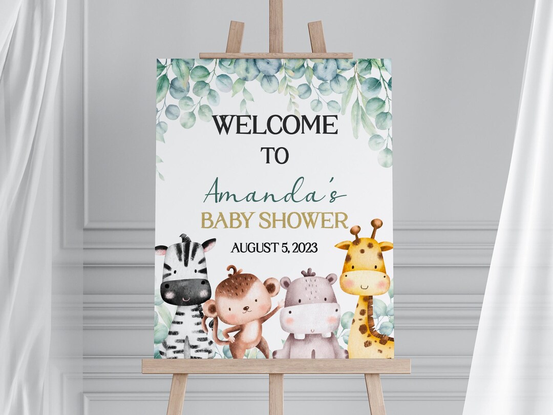 Editable A Little Wild One Baby Shower Welcome Sign Wild One Backdrop ...