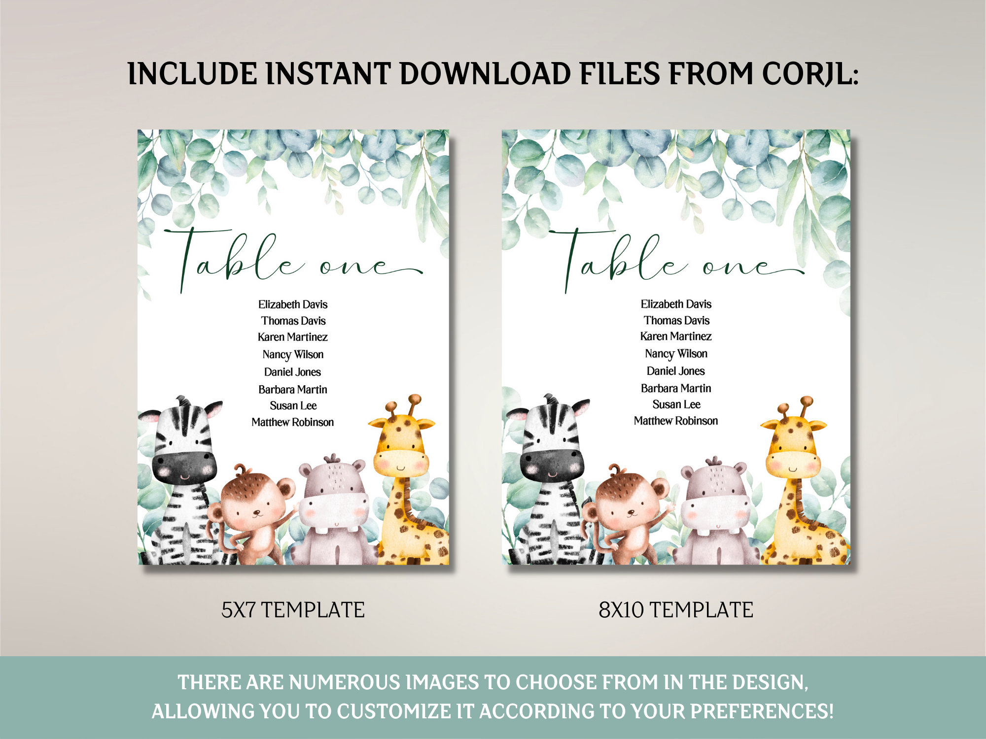 Safari Baby Shower Seating Chart Template Jungle Animals - Etsy