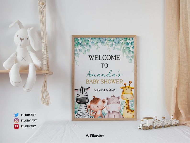 Editable A Little Wild One Baby Shower Welcome Sign Wild One Backdrop ...