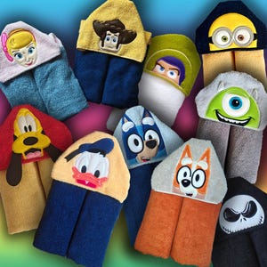 Personalized Character Hooded Towel: 100% Cotton Kids Bath Towel - Etsy