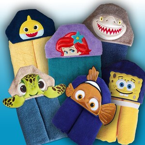Personalized Character Hooded Towel: 100% Cotton Kids Bath Towel - Etsy