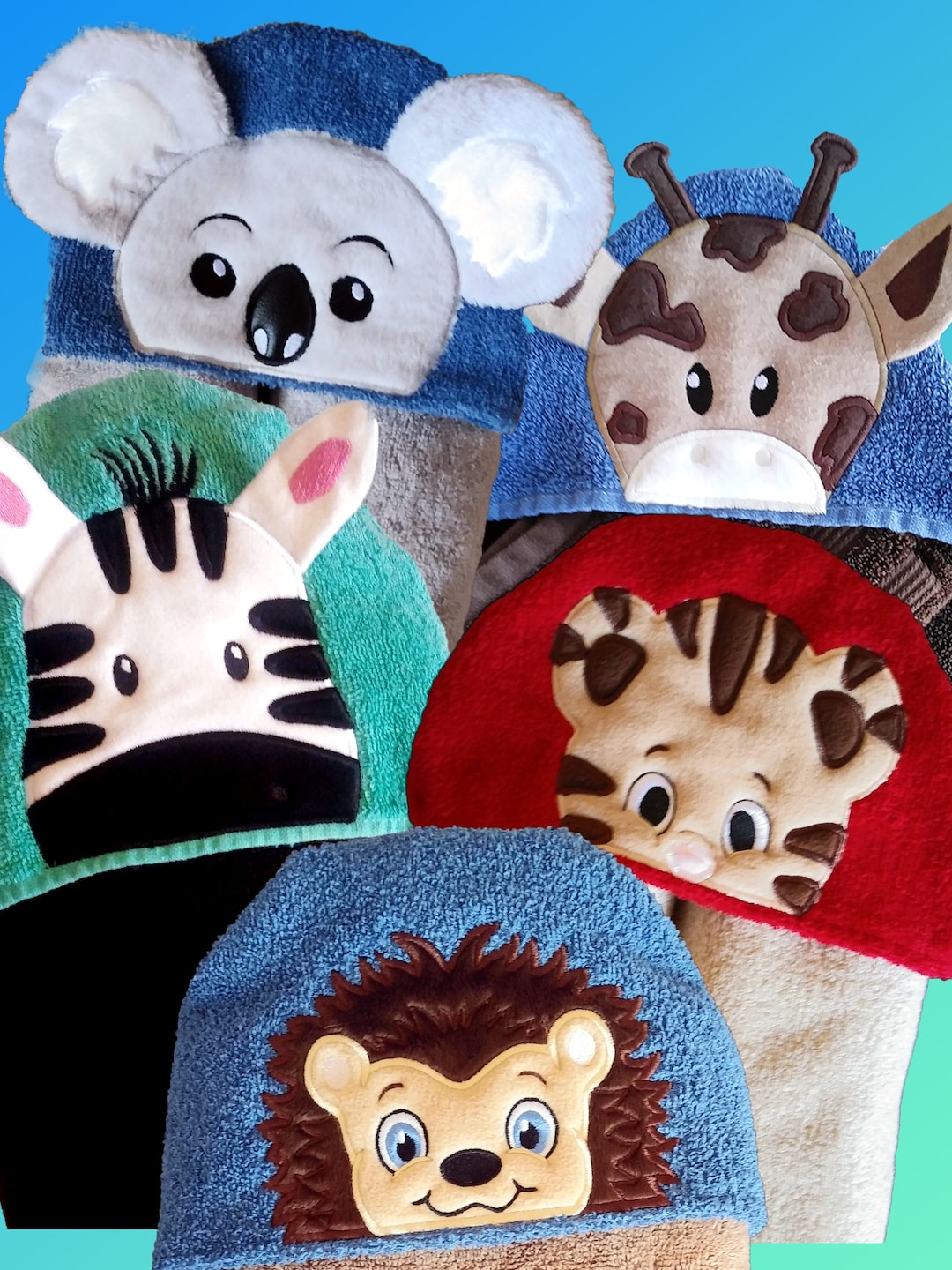 Animal Hooded Towel /zoo Animal Towel / Safari Animal Towel /farm ...