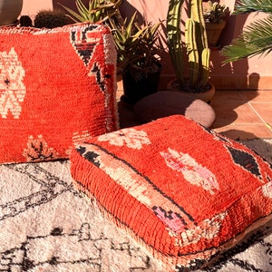 Vintage Berber Pouf Moroccan Kilim Floor Cushion Easter Wool Square ...